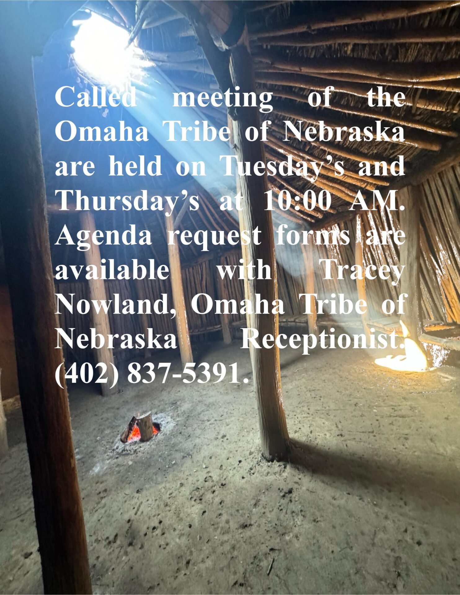 Omaha Tribe of Nebraska Called Meetings - Omaha Tribe of Nebraska