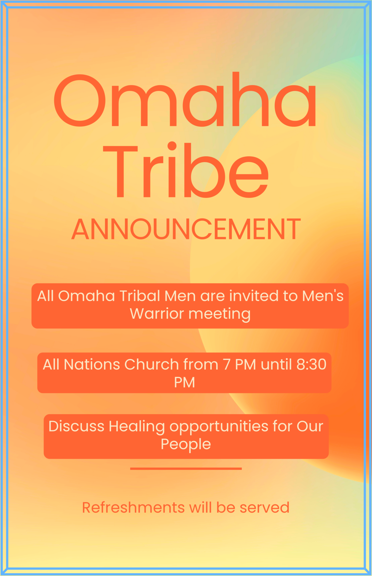 Omaha Men's Warrior Meeting - Omaha Tribe of Nebraska